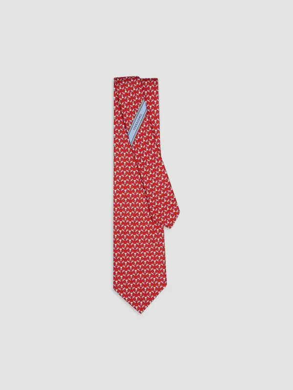 FERRAGAMO Golf-print Silk Tie - Rosso