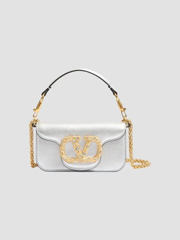Valentino Garavani Locò Small Shoulder Bag In Laminated Calfskin