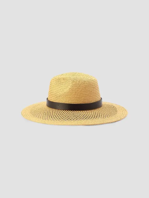 Michael Kors Open Weave Straw Fedora - Brown