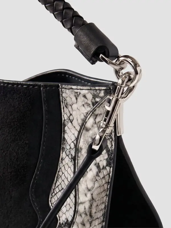Veronica Beard Vida Snakeskin-embossed Suede Shoulder Bag