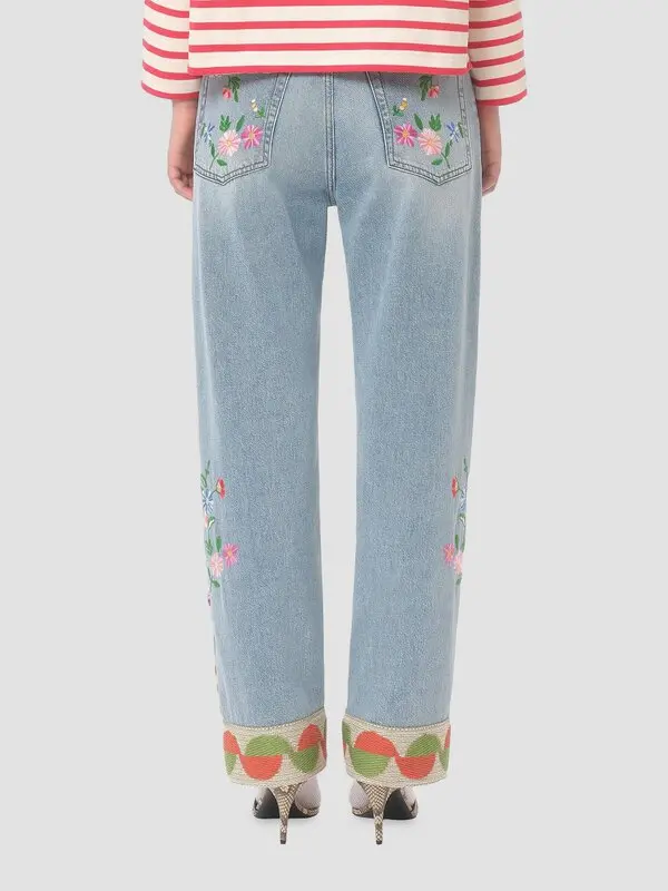 Valentino Garavani Embroidered Denim Pants - Multicolour