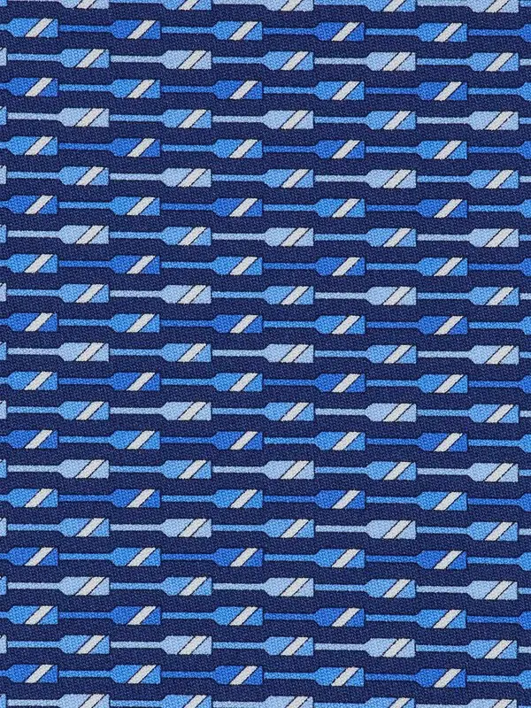 FERRAGAMO Oar Print Silk Tie - Navy