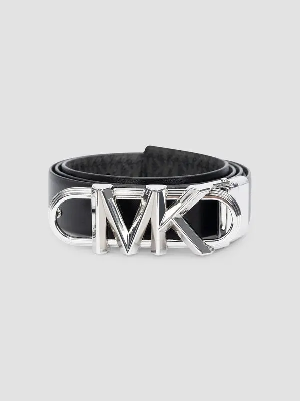 Michael Kors Mk Logo Reversible Leather Belt - Black