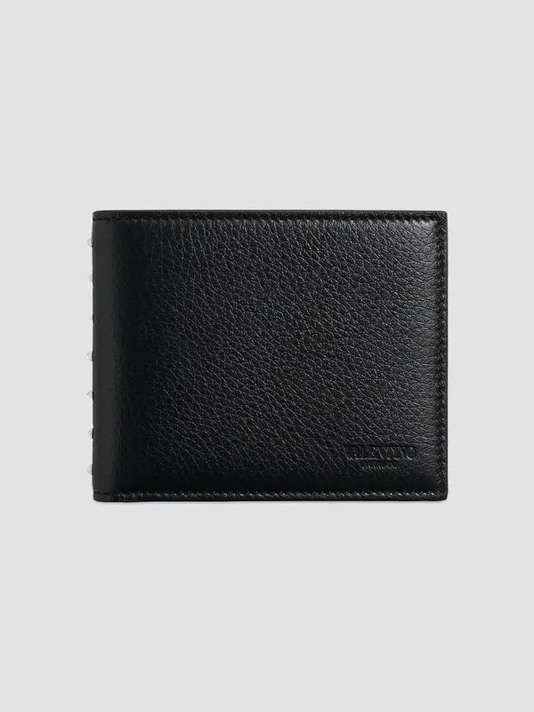 Valentino Garavani Rockstud Wallet In Grainy Calfskin