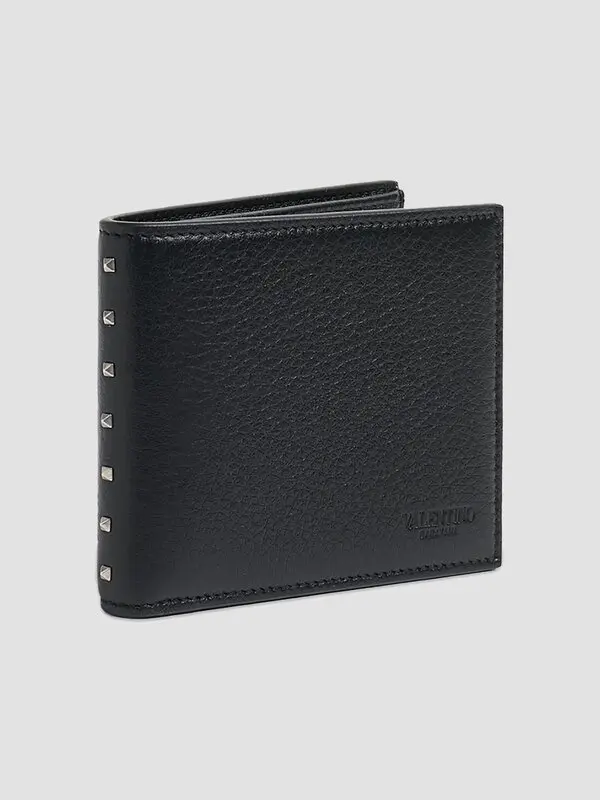 Valentino Garavani Rockstud Wallet In Grainy Calfskin