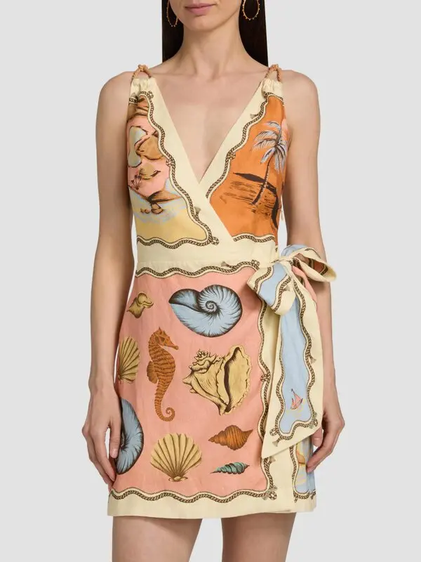 Farm Rio Rio Souvenir Scarves Rope Straps Mini Dress