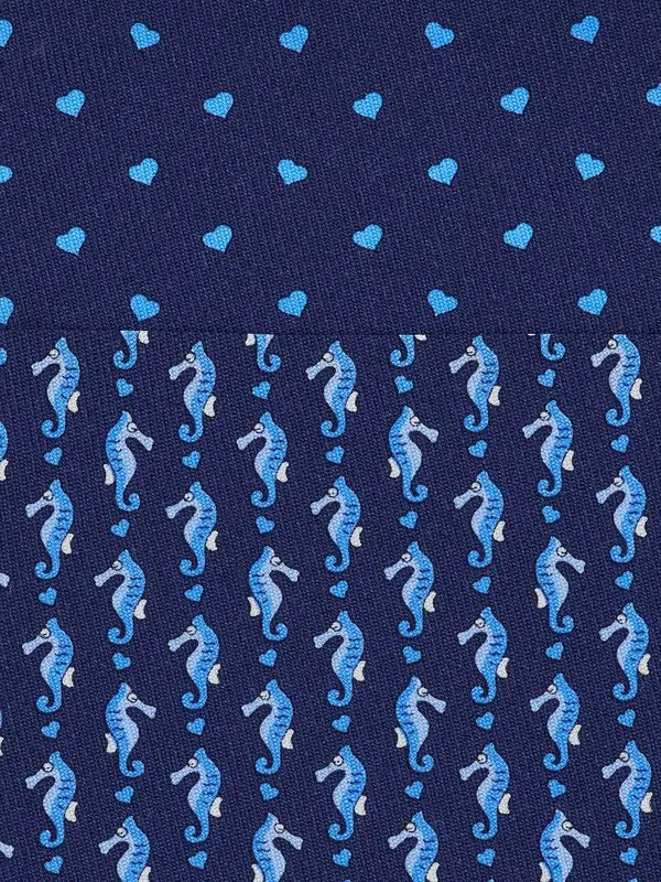 FERRAGAMO Seahorse And Mini Hearts Silk Tie - Navy