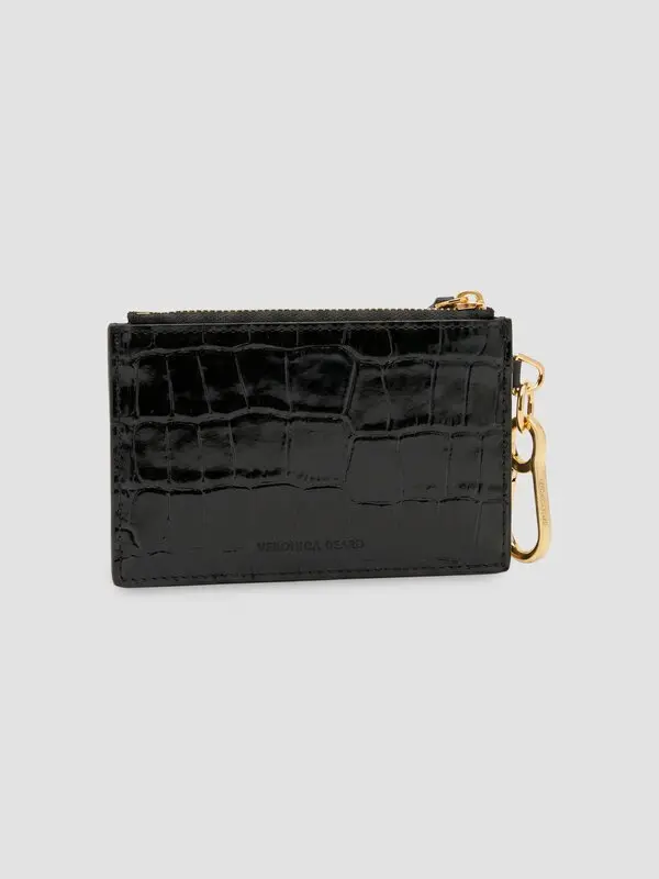 Veronica Beard Croc-embossed Leather Card Holder