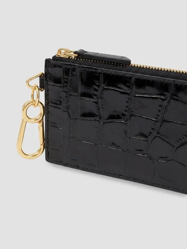 Veronica Beard Croc-embossed Leather Card Holder