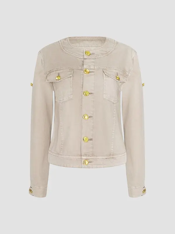 L'Agence Anouk Collarless Denim Jacket
