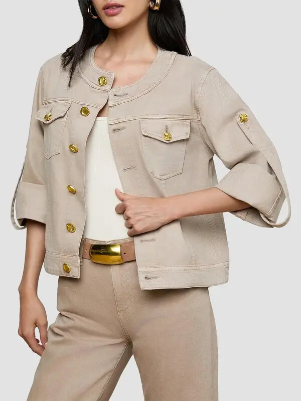 L'Agence Anouk Collarless Denim Jacket
