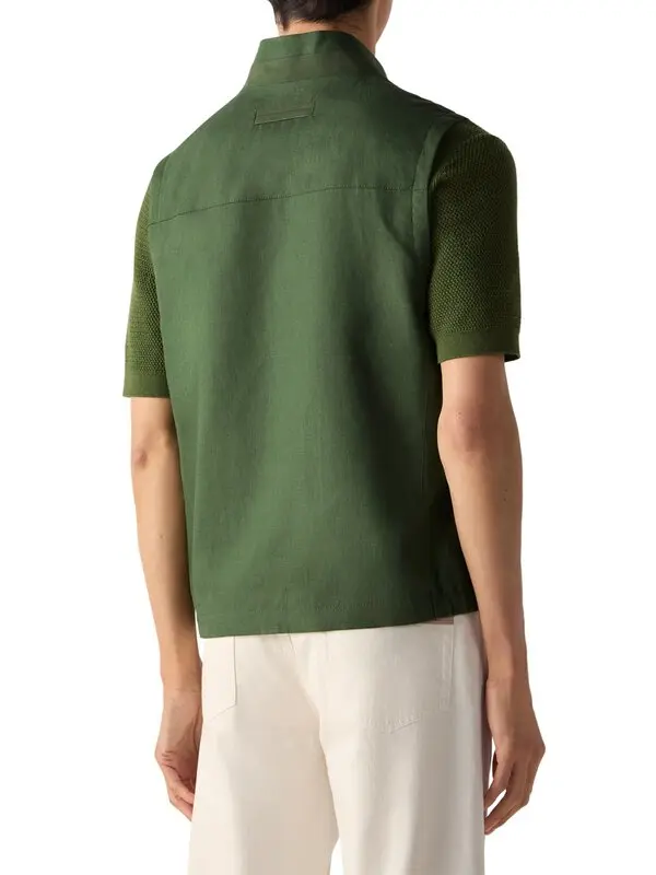 Zegna Oasi Lino Vest - Pine Green