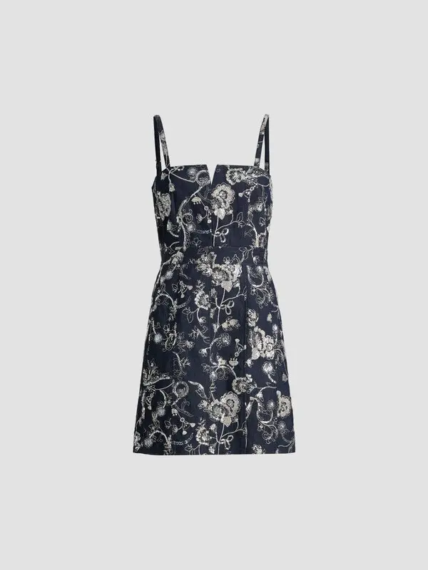 Cinq À Sept Zach Garden Embroidered Denim Minidress
