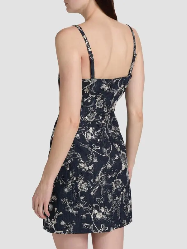 Cinq À Sept Zach Garden Embroidered Denim Minidress