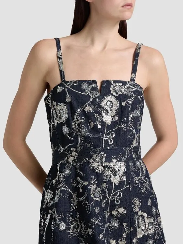 Cinq À Sept Zach Garden Embroidered Denim Minidress