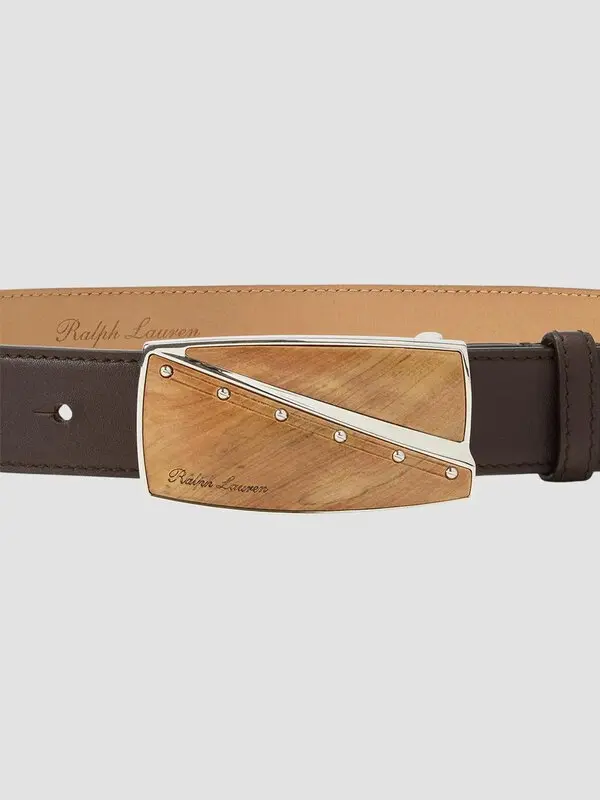 Ralph Lauren Leather Plaque Buckle Belt