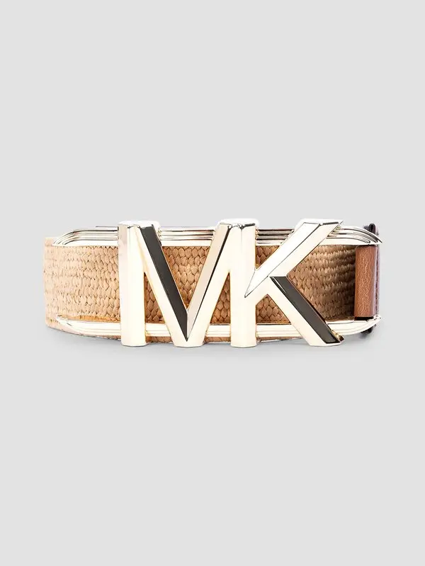Michael Kors Mk Logo Stretch Straw Belt