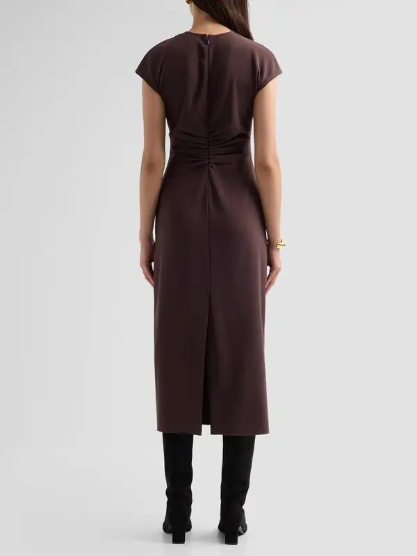 Veronica Beard June Ruched Cap-sleeve Midi-dress