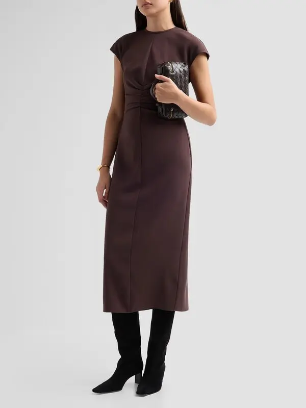 Veronica Beard June Ruched Cap-sleeve Midi-dress