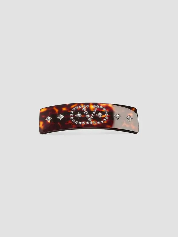 Valentino Garavani Vlogo Signature Hair Clip In Resin And Crystals - Multicolored