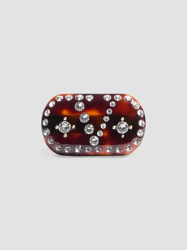 Valentino Garavani Vlogo Signature Hair Clip In Resin And Crystals - Multicolored