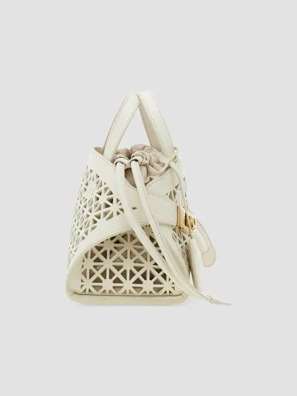 FERRAGAMO Hug Mini Laser-cut Leather Top Handle Bag