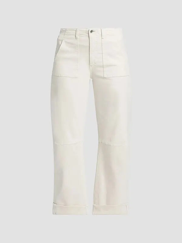 LE JEAN Utility Folded-cuff Barrel-leg Jeans - Bone