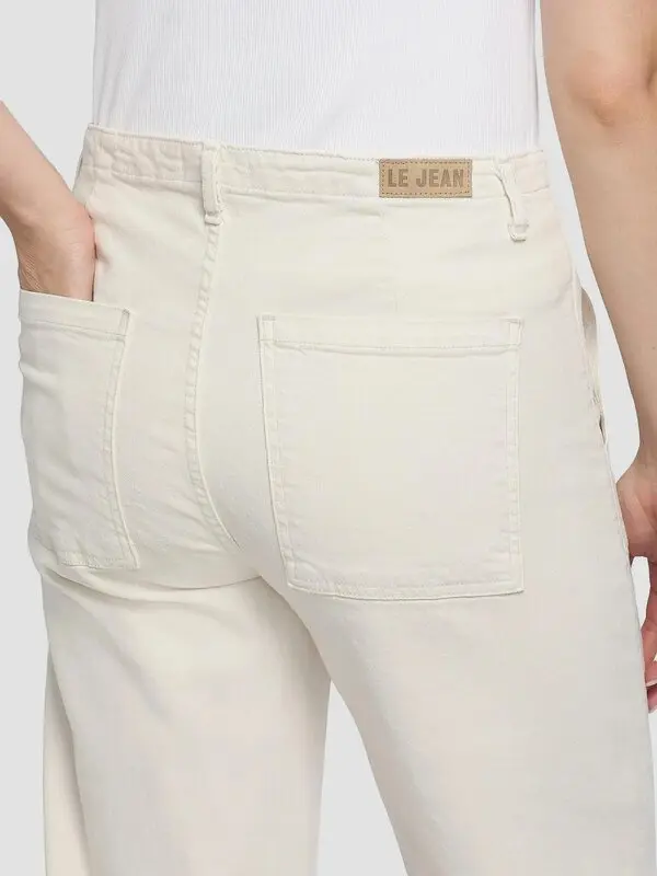 LE JEAN Utility Folded-cuff Barrel-leg Jeans - Bone
