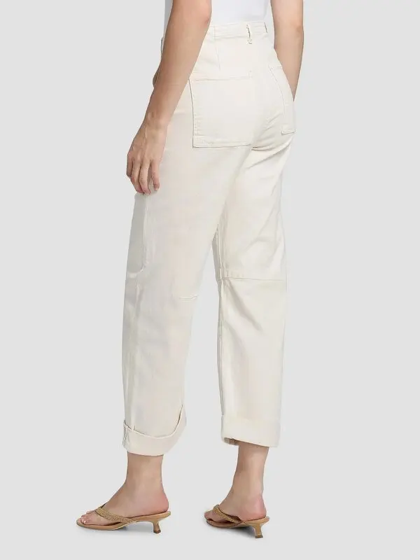 LE JEAN Utility Folded-cuff Barrel-leg Jeans - Bone