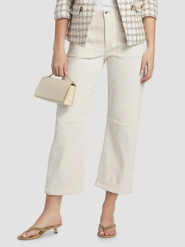 LE JEAN Utility Folded-cuff Barrel-leg Jeans - Bone