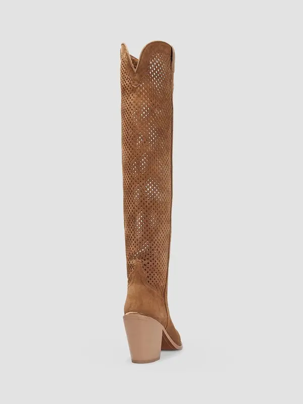 Partlow Aleene Perforated Suede Cowboy Boots - Cest