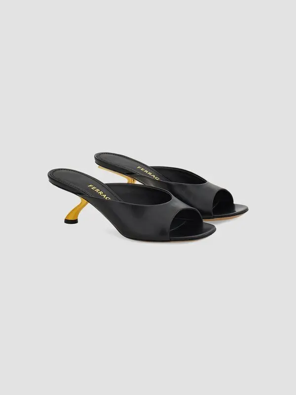 FERRAGAMO Igea 55mm Leather Mules - Nero