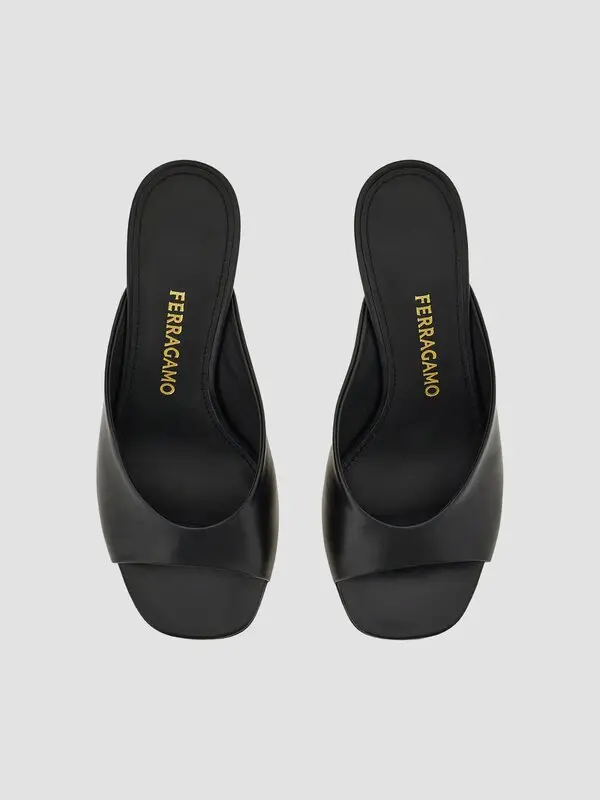 FERRAGAMO Igea 55mm Leather Mules - Nero