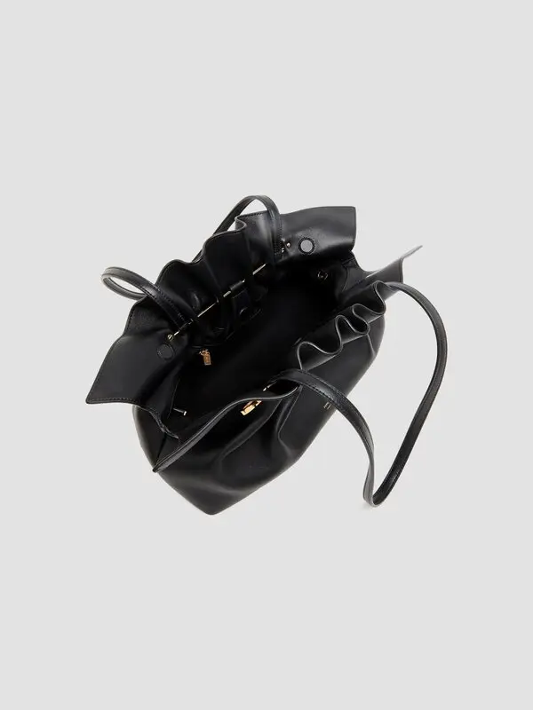 FERRAGAMO Medium Gancio Piercing Gathered Leather Shoulder Bag