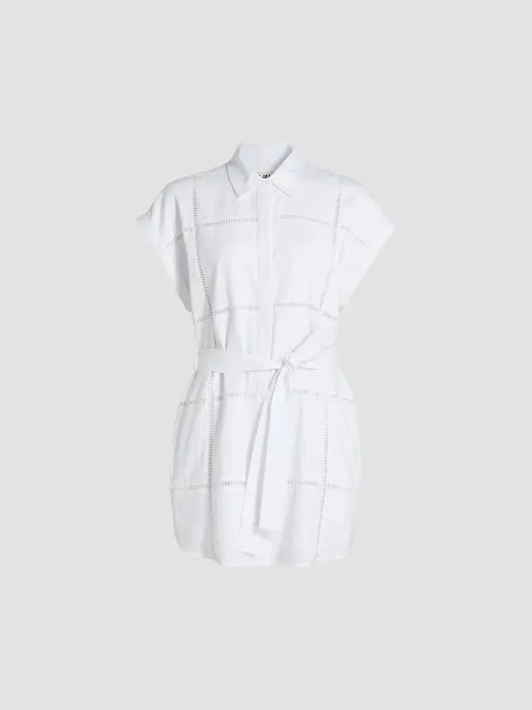 LE JEAN Eyelet Linen Shirtdress