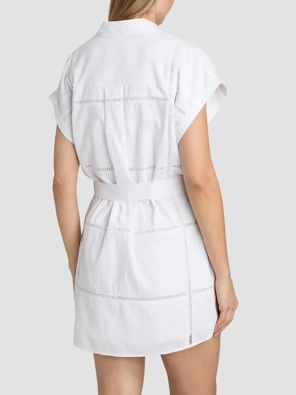 LE JEAN Eyelet Linen Shirtdress