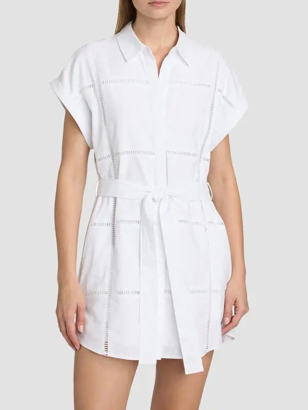 LE JEAN Eyelet Linen Shirtdress