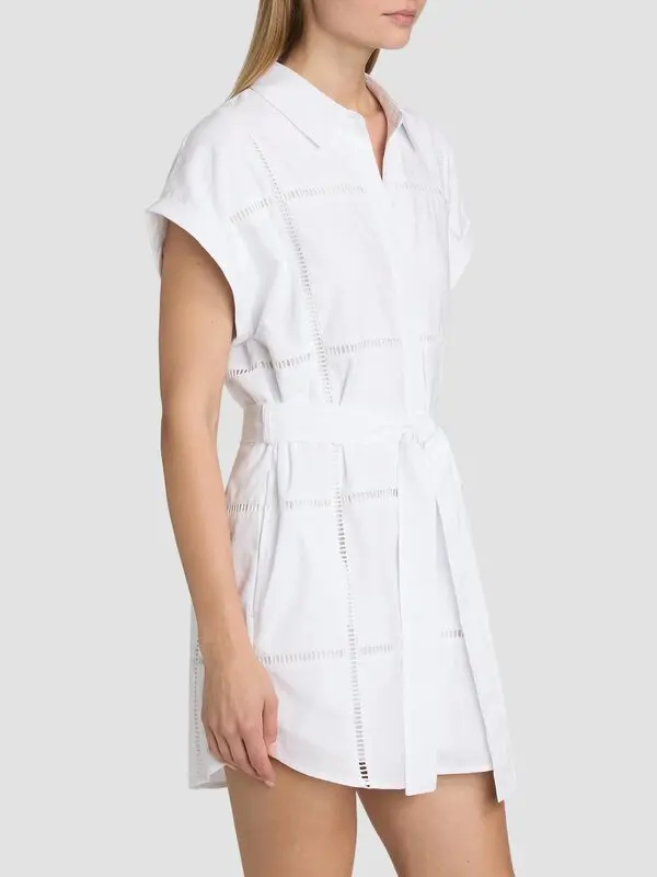 LE JEAN Eyelet Linen Shirtdress