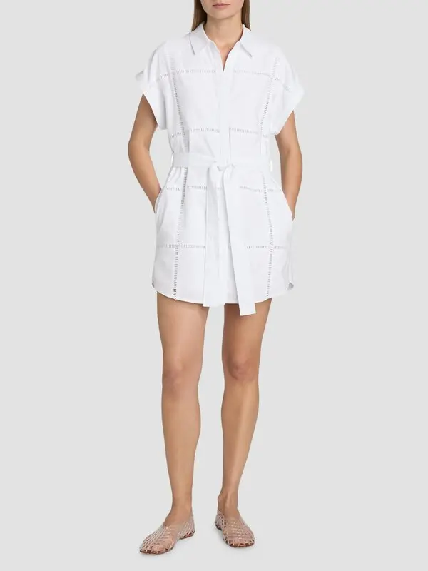 LE JEAN Eyelet Linen Shirtdress