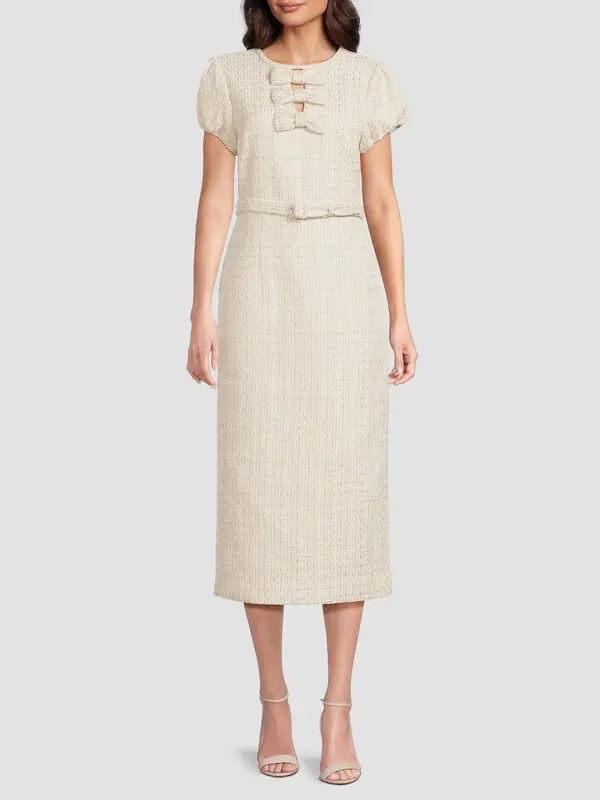 Likely Vonne Bow-detail Metallic Bouclé Midi-dress