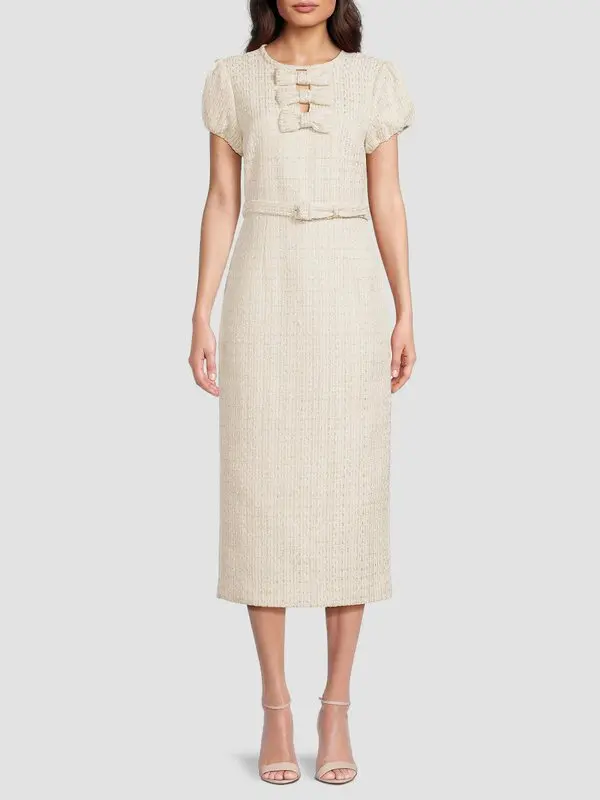 Likely Vonne Bow-detail Metallic Bouclé Midi-dress