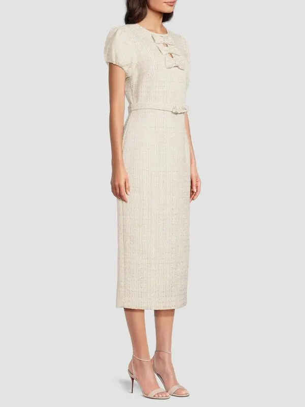 Likely Vonne Bow-detail Metallic Bouclé Midi-dress