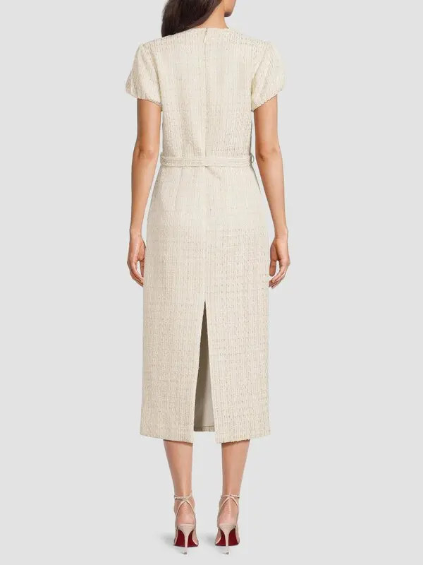 Likely Vonne Bow-detail Metallic Bouclé Midi-dress