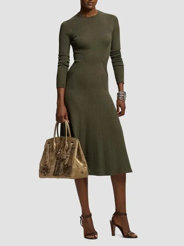 Ralph Lauren Extra-soft Ricky 33 Calf Hair & Foiled Leather Top Handle Bag