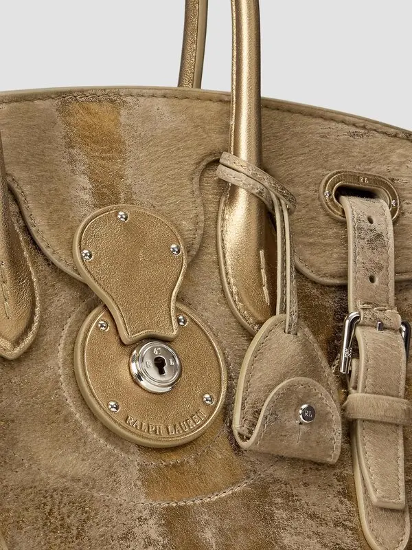 Ralph Lauren Extra-soft Ricky 33 Calf Hair & Foiled Leather Top Handle Bag