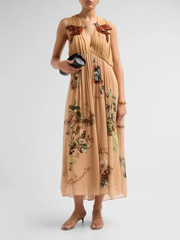 Farm Rio Bird Poetry Hummingbird Midi Dress