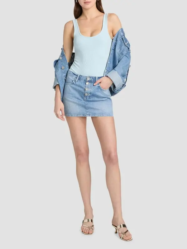 L'Agence Solene Four-button Denim Miniskirt