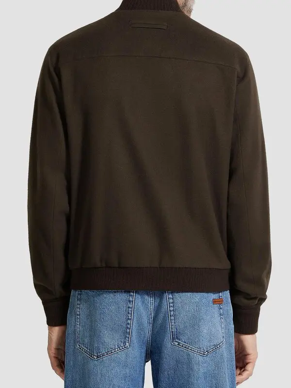 Zegna Oasi Cashmere Elets Bomber Jacket - Dark Brown