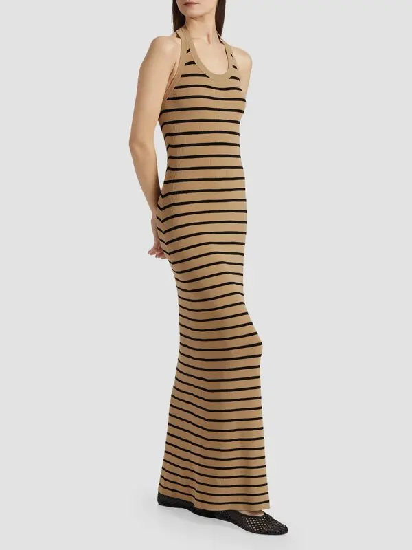 Proenza Schouler Meryl Halterneck Maxi Dress - Khaki Multi