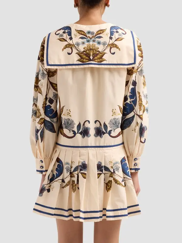 Farm Rio Golden Nature Long-sleeve Mini Dress - Light Beige